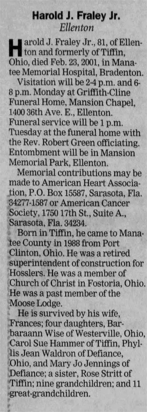 Harold Joseph Fraley 1919 2001 Find A Grave Memorial