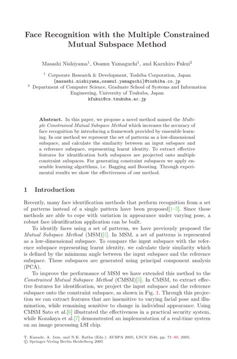 [pdf] face recognition with the multiple constrained mutual subspace method