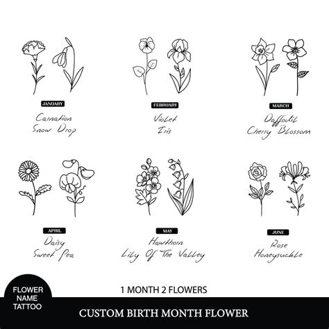 Geburt Monat Blumen Tattoo Benutzerdefinierte Geburt Monat Blume