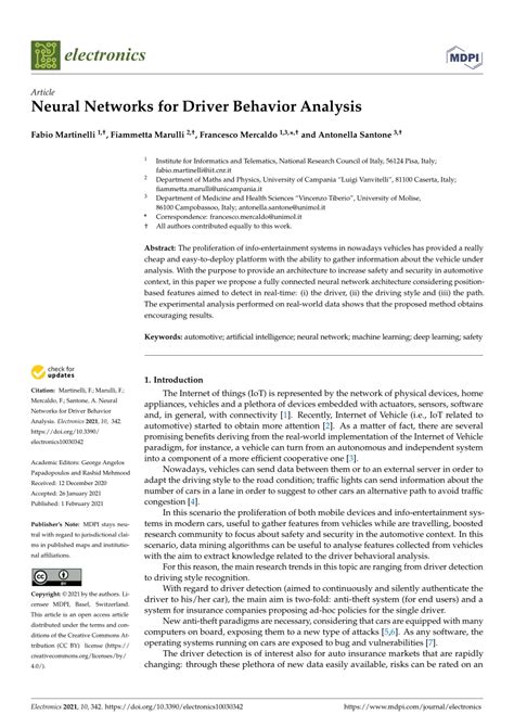 pdf neural networks for driver behavior analysis