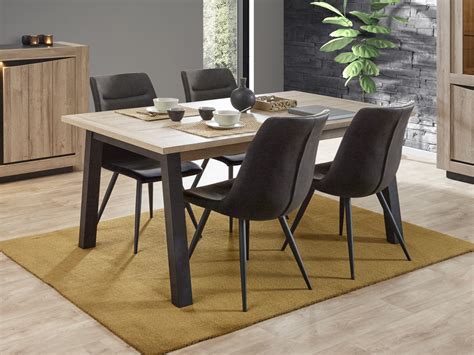 Table de salle à manger contemporaine extensible coloris chêne Jackson