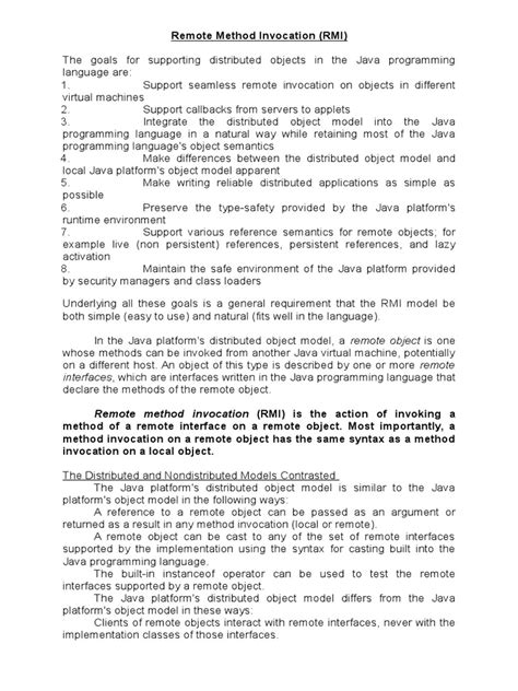 remote method invocation in java pdf java programming language application programming