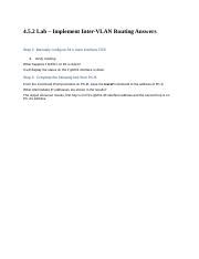 4 5 2 Lab Implement Inter VLAN Routing Answers Docx 4 5 2 Lab