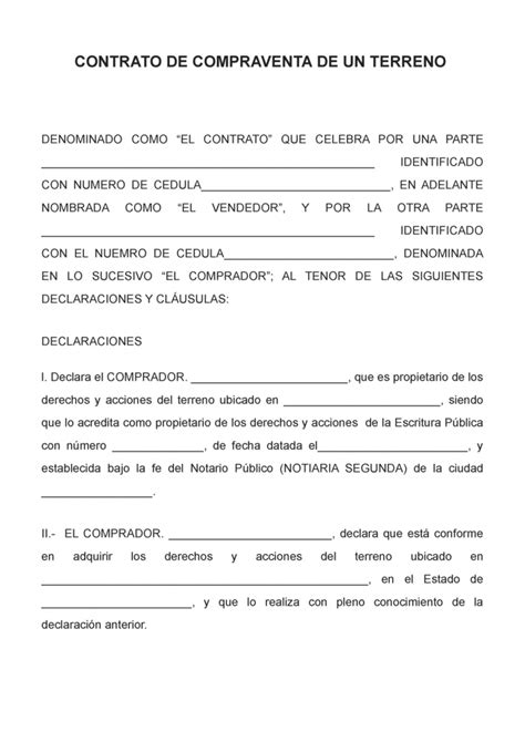 Contrato De Compraventa De Terreno