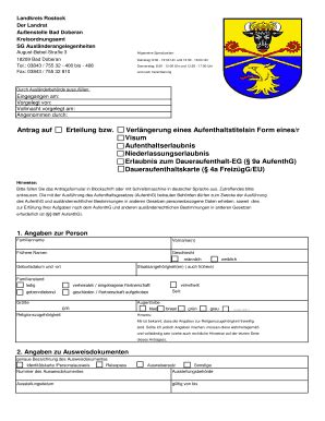 Ausfüllbar Online landkreis rostock Antrag f r einen Aufenthaltstitel