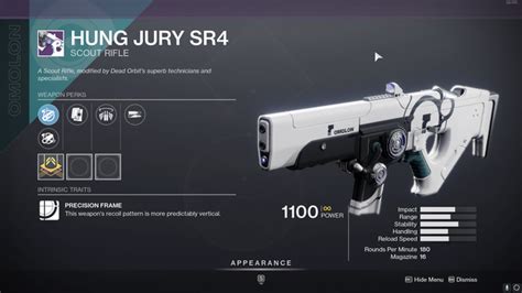 Destiny 2 Hung Jury SR4 Adept How To Get God Rolls Stats Lore