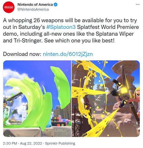 Weapons Will Be Available For The Splatoon Splatfest World