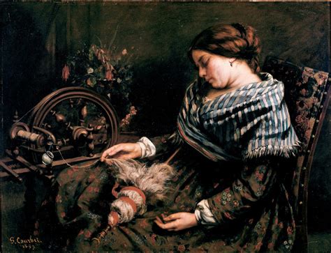La Hilandera Dormida Pintura De Gustave Courbet Dim