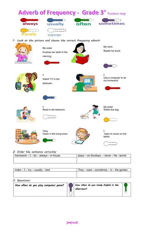 Ficha Online De Adverbs Of Frequency Para Grade 3 Puedes Hacer Los