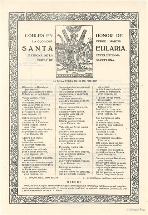 COBLES En Honor De La Gloriosa Verge I Martir Santa Eularia Any 1946