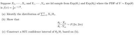 solved suppose x1 ⋯ xn and y1 ⋯ ym are iid sample from