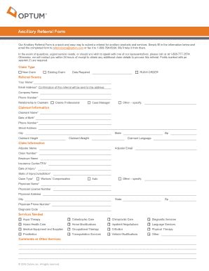 Fillable Online Optum Ancillary Referral Form Optum Workers Comp Fax