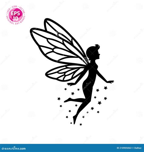 Hermosa Hada Silueta Vector Plantilla D Ilustraci N Del Vector