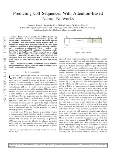 predicting csi sequences with attention based neural networks deepai