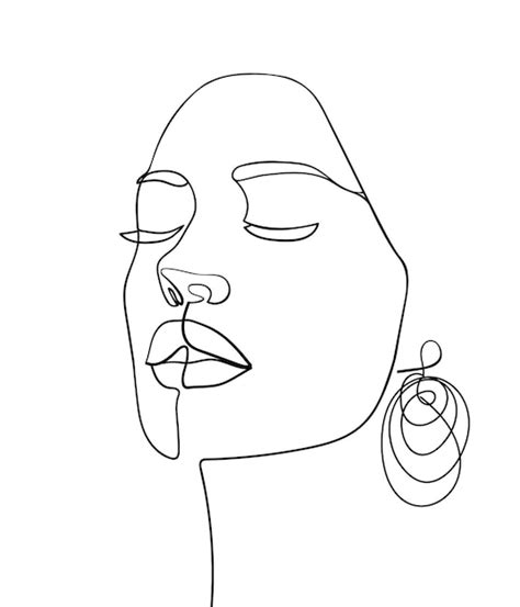 Cara De Dibujo De Una L Nea Retrato De Mujer Abstracta Arte
