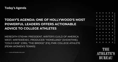 Todays Agenda One Of Hollywoods Most Powerful Leaders Delivers Actionable Advice To College