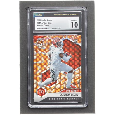 Ja Marr Chase 2021 Panini Mosaic Mosaic Reactive Orange 247 DEB RC