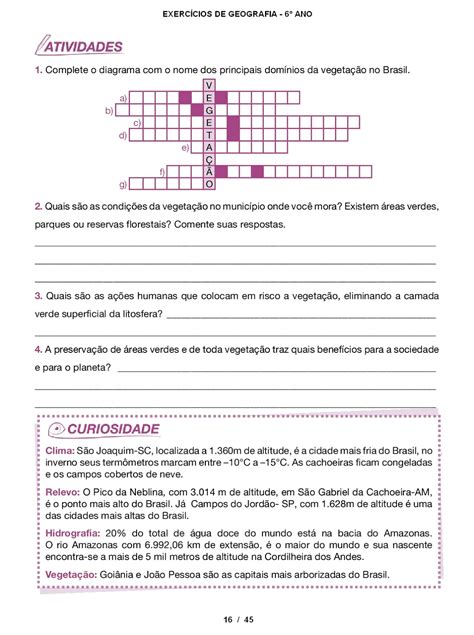 Prova De Geografia 6 Ano Respostas EDUCA