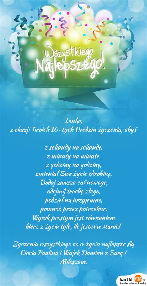 Życzenia wszystkiego co w życiu najlepsze ślą Darmowe kartki