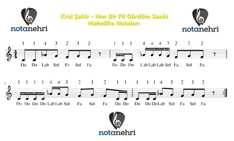 Kral Sakir Mor Bir Fil Gordum Sanki Melodika Notalari Ba Lama