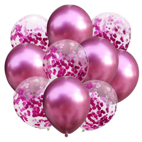 BALONY RÓŻOWE Z RÓŻOWYM KONFETTI URODZINY BALON BABY SHOWER DEKORACJA