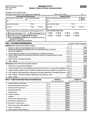 2020 Form CT DRS Schedule CT K 1 Fill Online Printable Fillable