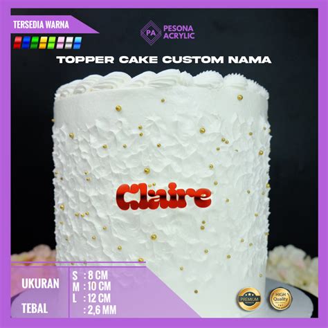 Jual Topper Cake Custom Nama Tusuk Depan Topper Cake Akrilik Topper Kue