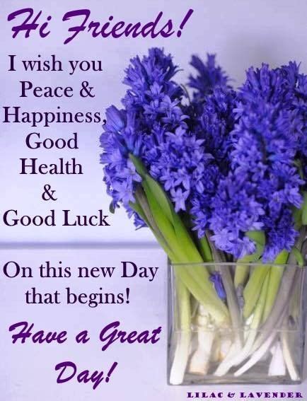 Hi Friends I Wish You Peace Happiness Good Health Good Luck On