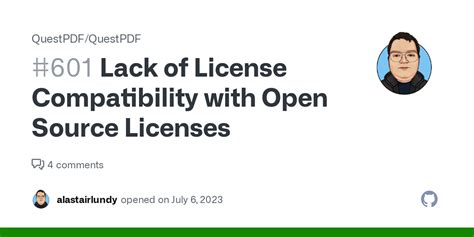 lack of license compatibility with open source licenses · issue 601 · questpdf questpdf · github