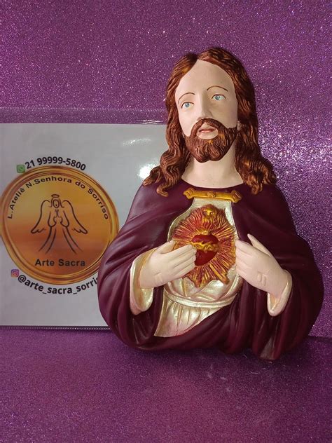 Quadro Sagrado Coração de Jesus 30cm Elo7 Produtos Especiais