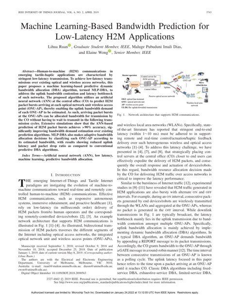 machine learning based bandwidth prediction for low latency h2m applications
