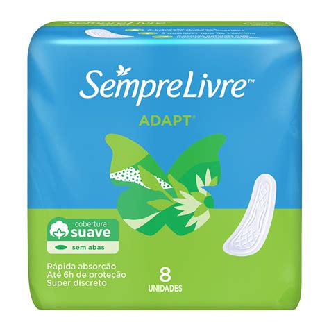 Absorvente Sempre Livre Adapt Cobertura Suave Sem Abas 8 Unidades