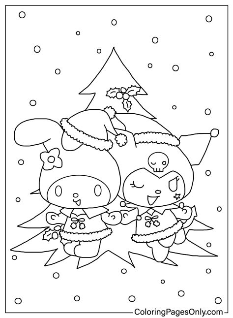 Christmas Melody With Kuromi Coloring Page Free Printable Coloring Pages
