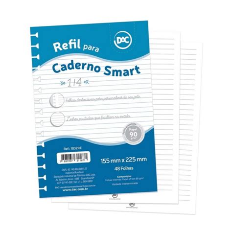 Refil Para Caderno Smart 1 4 48 Folhas Dac Paper Bi Papelaria Que