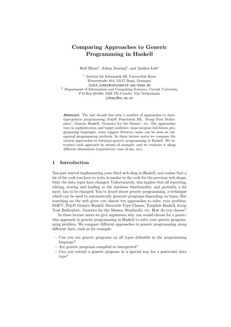 pdf comparing approaches to generic programming in haskell