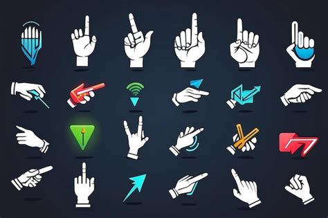Hand Cursor Icon Set Click Icon Vector Hand Click Pointer Premium Ai