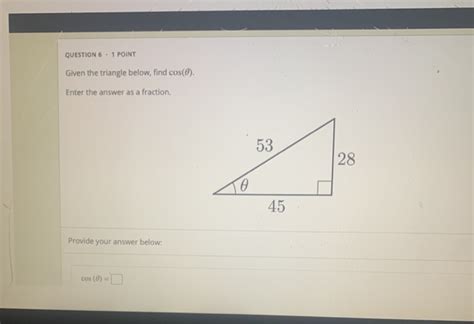 solved question 6 1 point given the triangle below find
