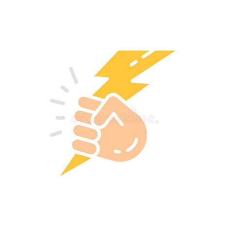 Mano Vectorial Con Icono De Línea Blanca De Potencia Relámpago