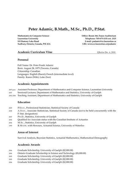 Cv Template Academic Latex Resume Format