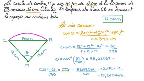 Vid O Question D Terminer La Longueur D Un Arc De Cercle Tant Donn