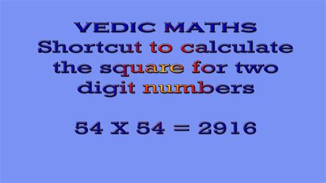 vedic maths shortcut to calculate the square for two digit numbers youtube