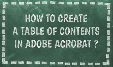 How To Create A Table Of Contents In Adobe Acrobat