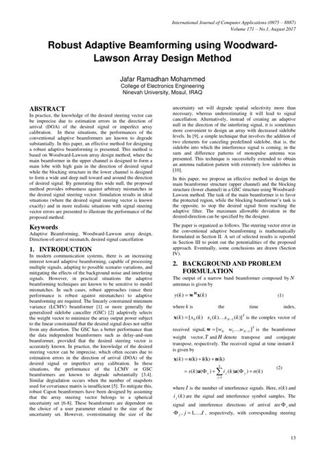 pdf robust adaptive beamforming using woodward lawson array design method