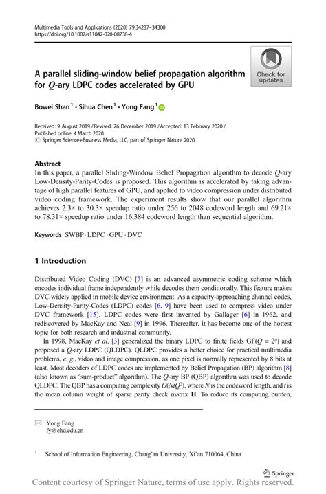 a parallel sliding window belief propagation algorithm for q ary ldpc codes accelerated by gpu