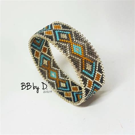 Bangle Bracelet Miyuki Délicas argenté bleu Manchette perles de