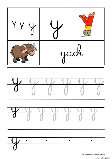 Coloriage Lettre Y Pour Yack Ecriture Cursive Gs JeColorie