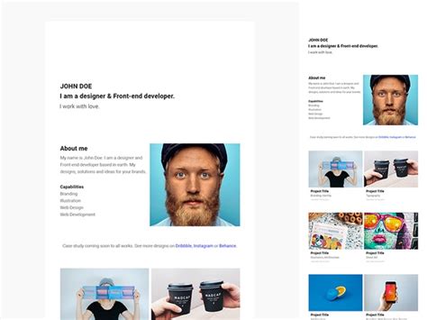 Simple Minimal Portfolio Website Template Free Psd Templates