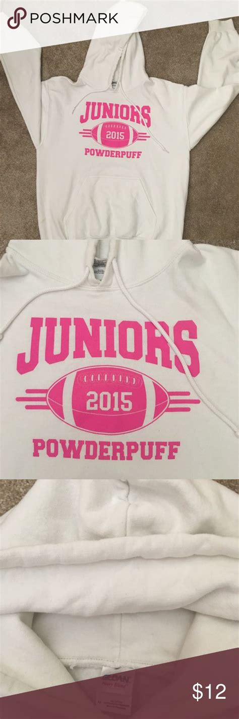 Juniors White Powder Puff Football Sweetshirt Powder Puff Football