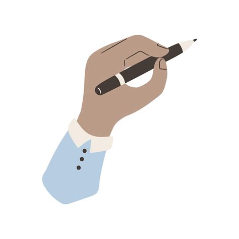 Premium Vector Hand Gesture Illustration Holding Pencil And Writing