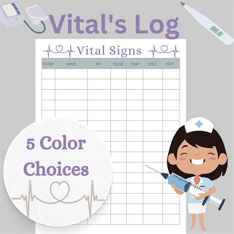 Printable Vitals Log Vitals Report Chart Vital Signs Tracking
